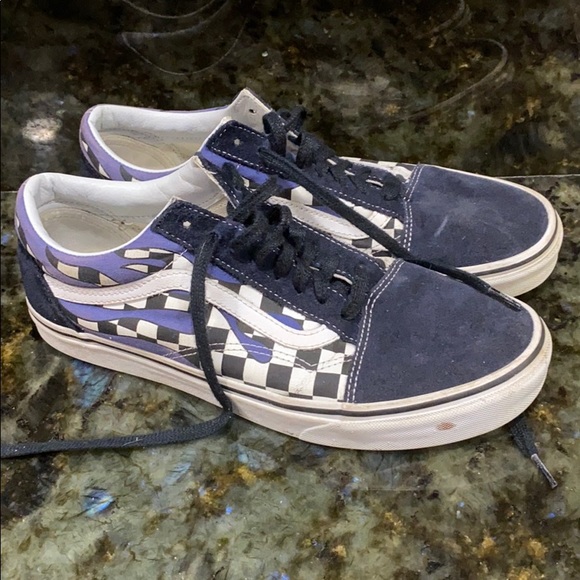 Vans | Shoes | Checkered Flames Vans | Poshmark